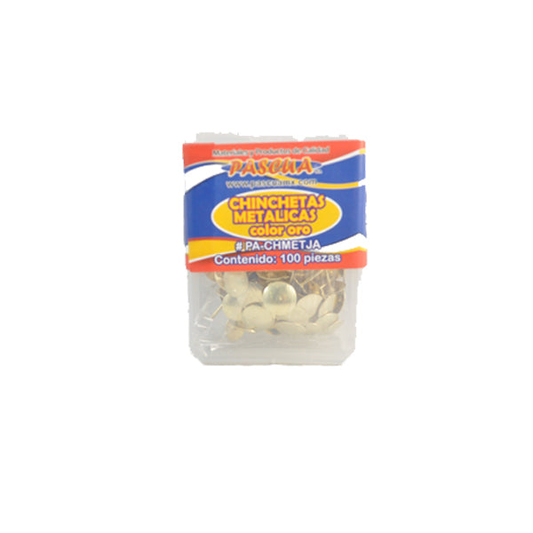 CHINCHETA METALICA ORO C/100 PZS PASCUA – Mónerick Papelerías